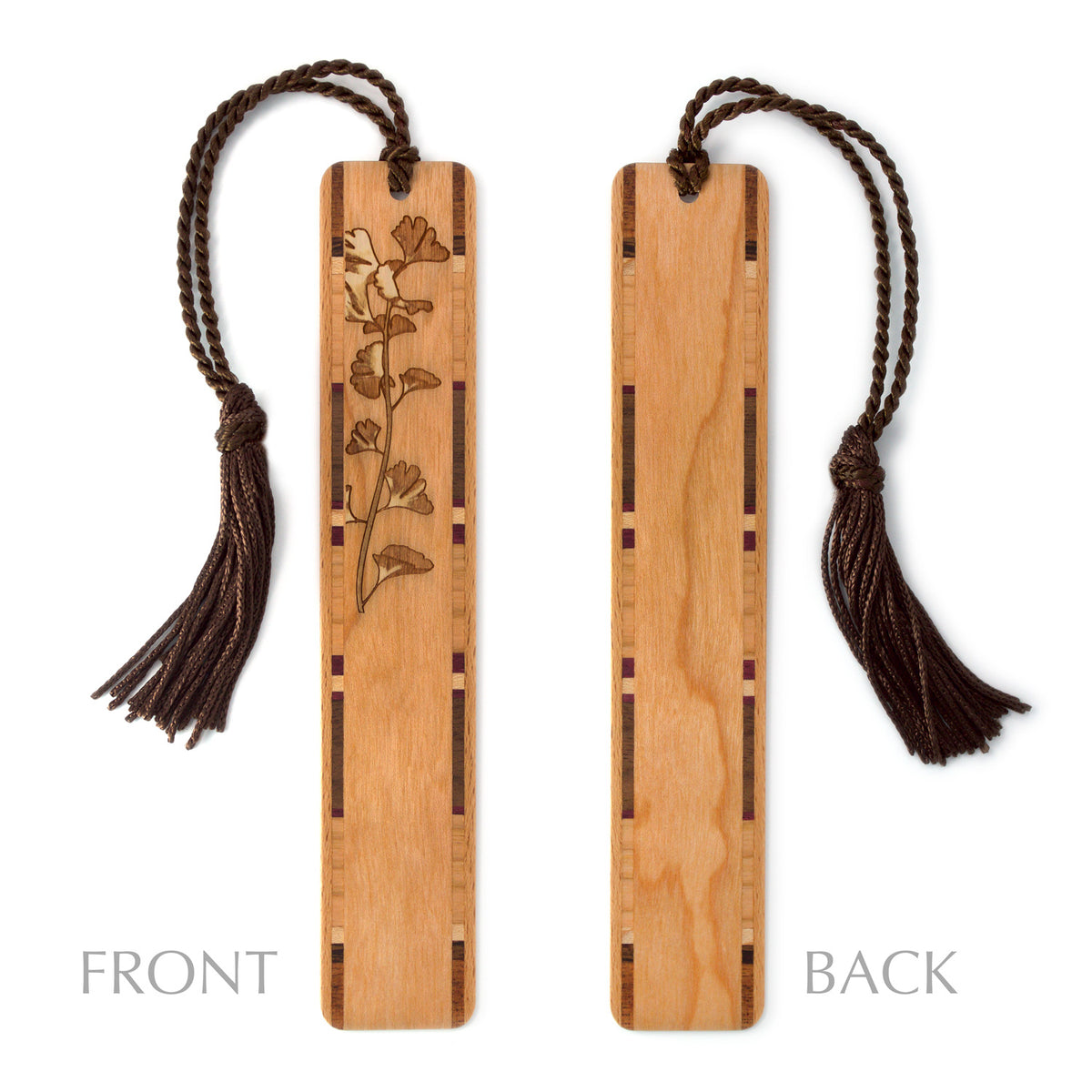 Ginkgo Handmade Engraved Wooden Bookmark - Made in the USA