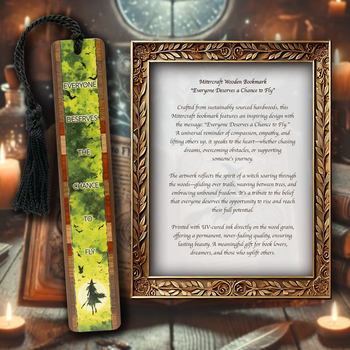 Witch Fantasy Wooden Bookmark - Gift for Readers, Made in the USA