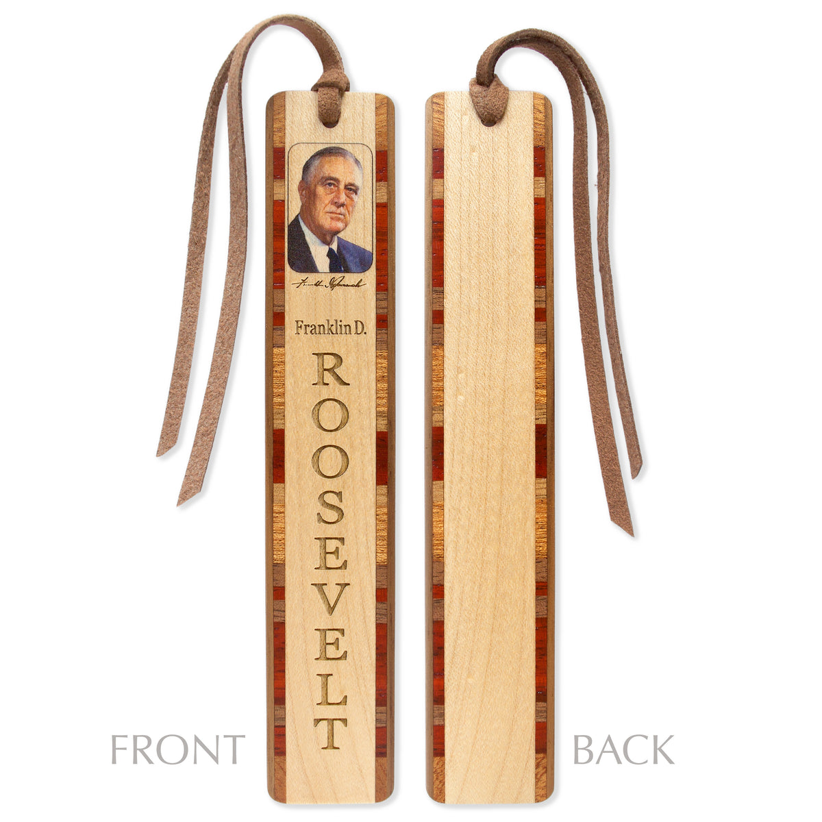 President Franklin D. Roosevelt Handmade Engraved Wooden Bookmark - Ma