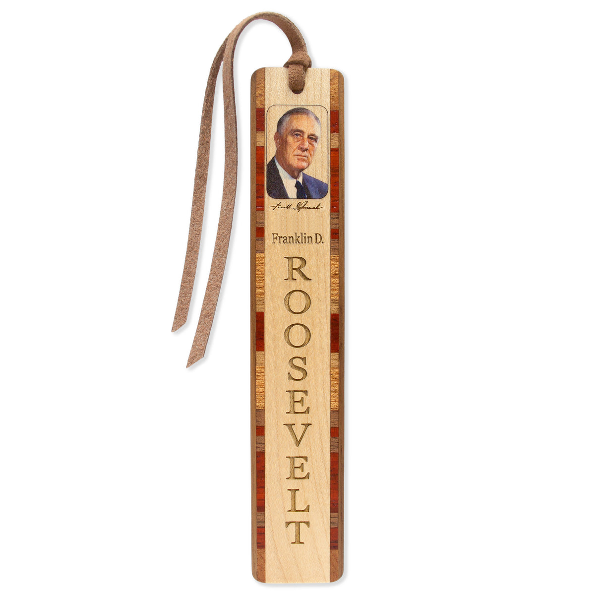 President Franklin D. Roosevelt Handmade Engraved Wooden Bookmark - Ma