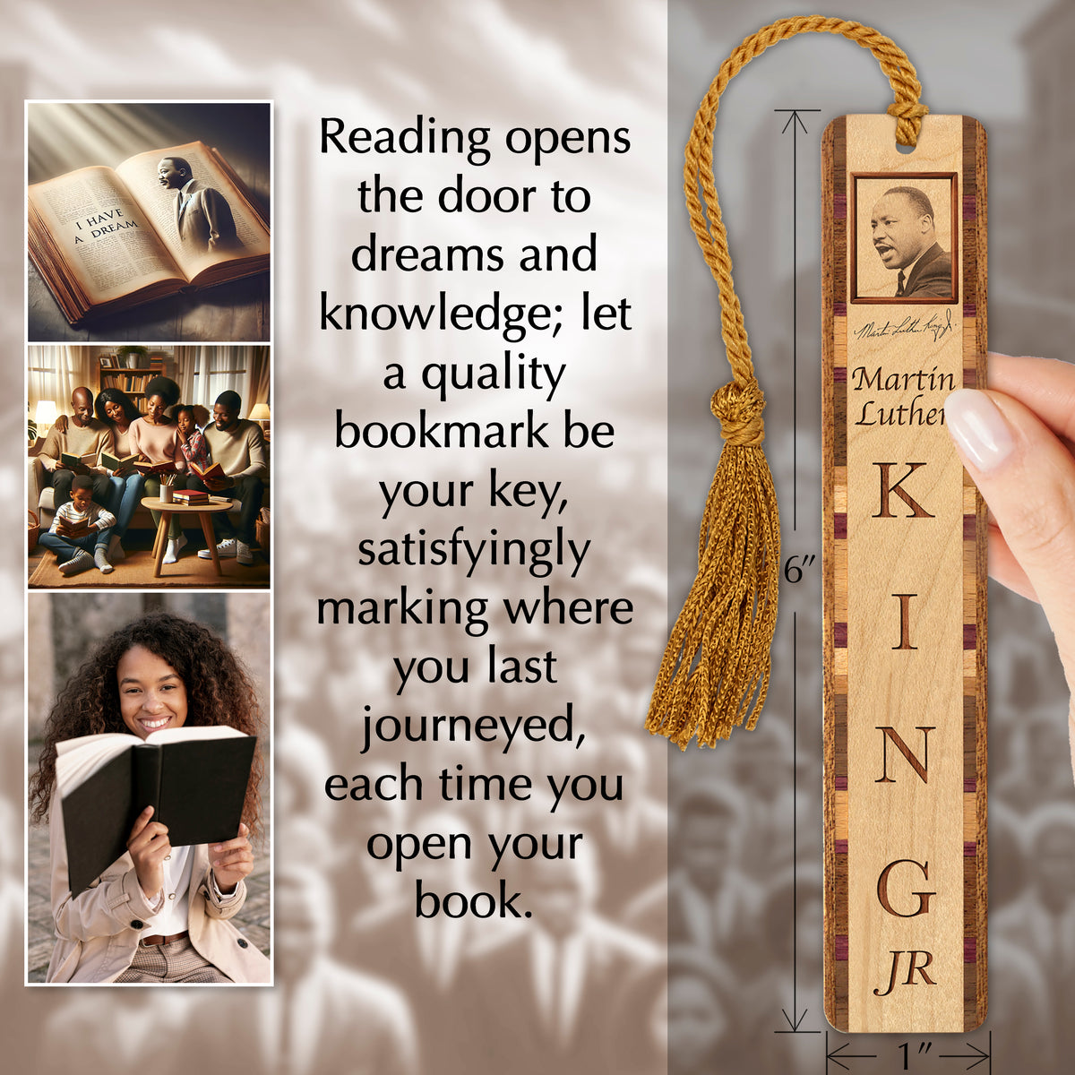Martin Luther King, Jr. Engraved Wooden Bookmark