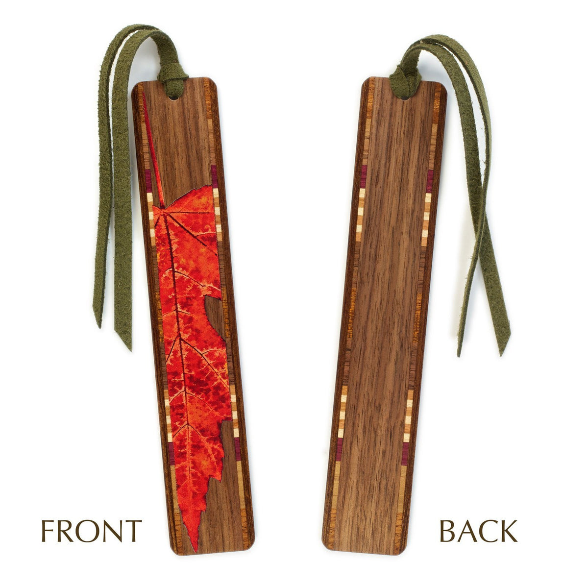 Red Maple Leaf Handmade Wooden Bookmark - Made in the USA