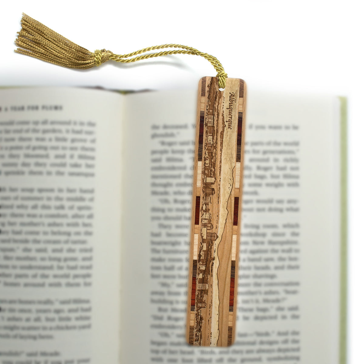 Albuquerque New Mexico Downtown Cityscape Engraved Wooden Bookmark - M