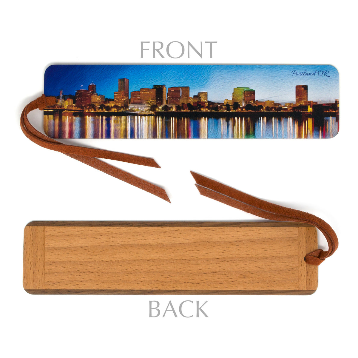 Portland Oregon Downtown Handmade Wooden Bookmark - Made in the USA