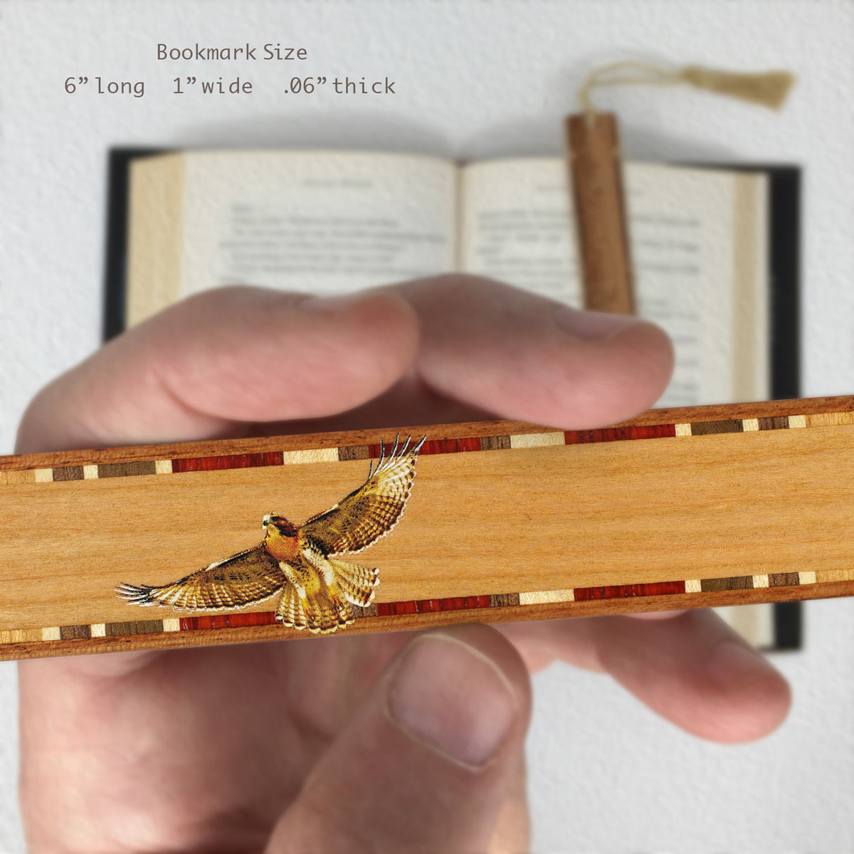 Red Tailed Hawk Raptor Bird (Double Sided) Handmade Wooden Bookmark