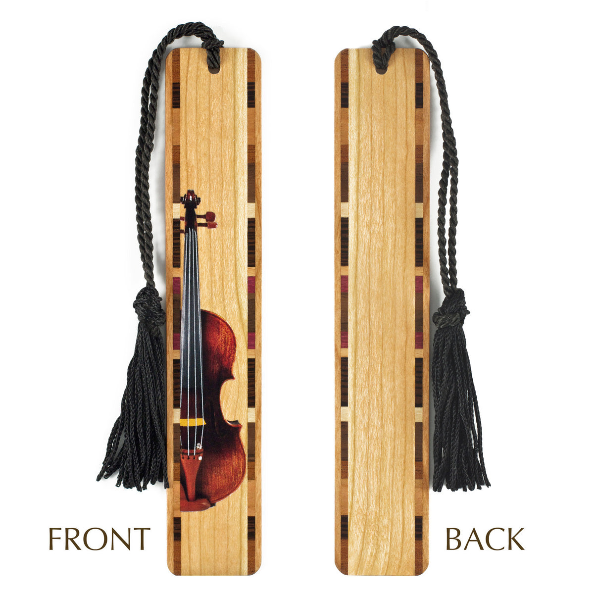 Violin (Color) Musical Instrument Handmade Wooden Bookmark - Made in t