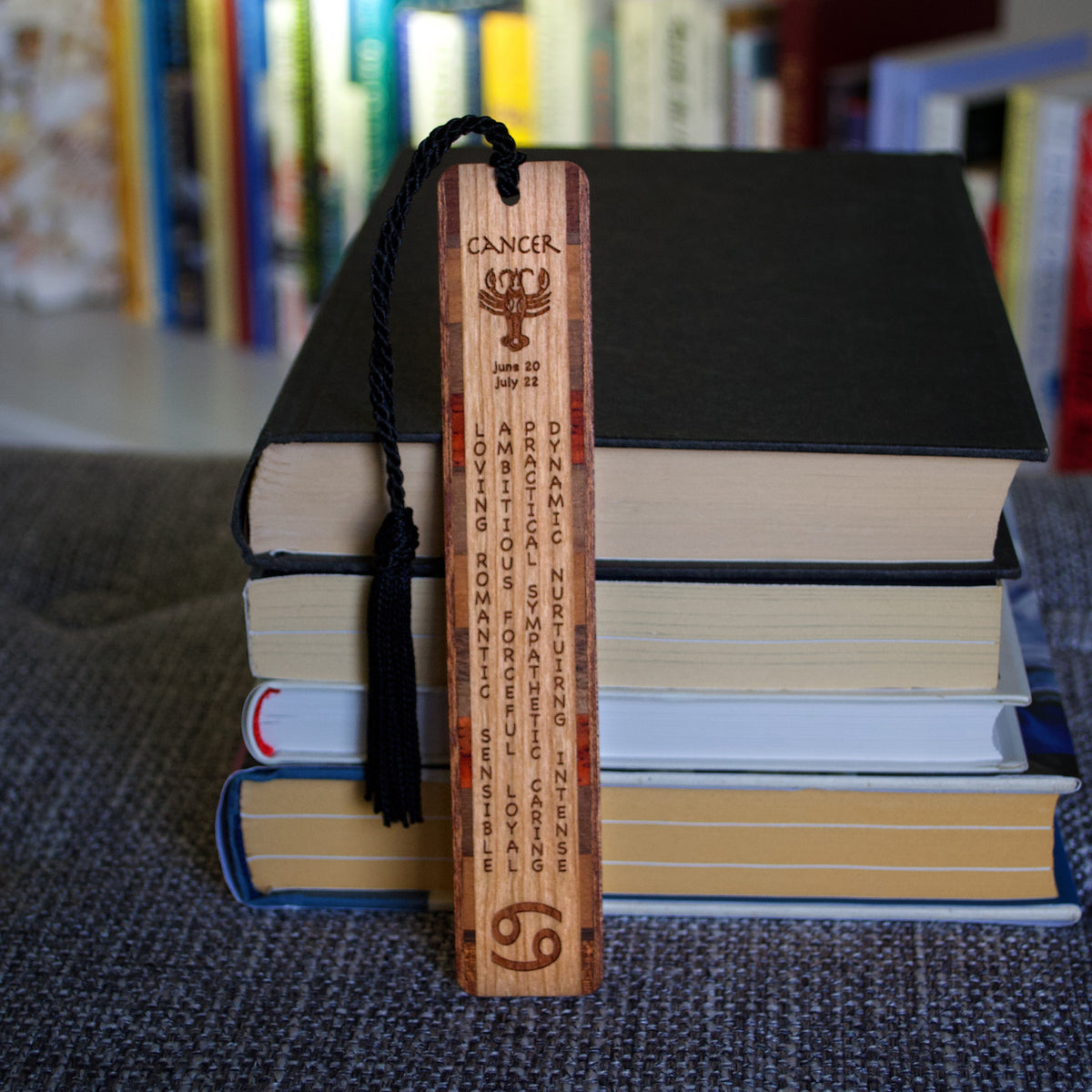 Cancer Zodiac Astrological Sign Handmade Engraved Wood Bookmark - Made