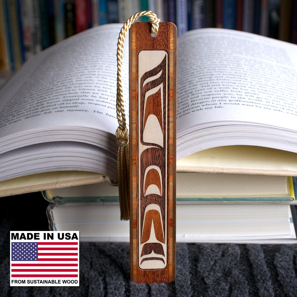American Native Inspired Artwork on Wooden Bookmark