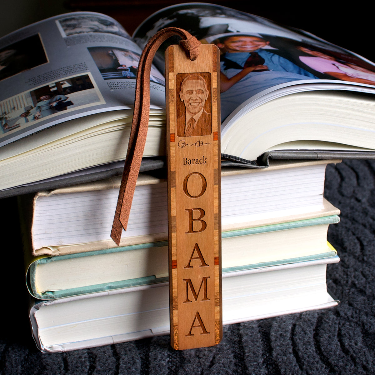 President Barack Obama Engraved Handmade Wooden Bookmark - Made in the