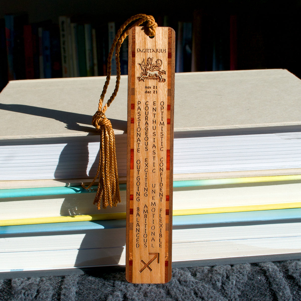 Sagittarius Zodiac Astrological Sign Handmade Engraved Wooden Bookmark